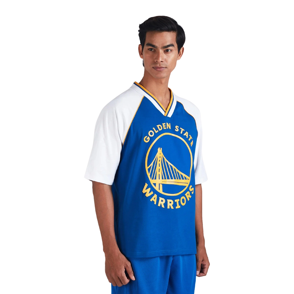 NBA - NBA Warriors Contrast Colour Oversized T-Shirt Royal Blue - NBA