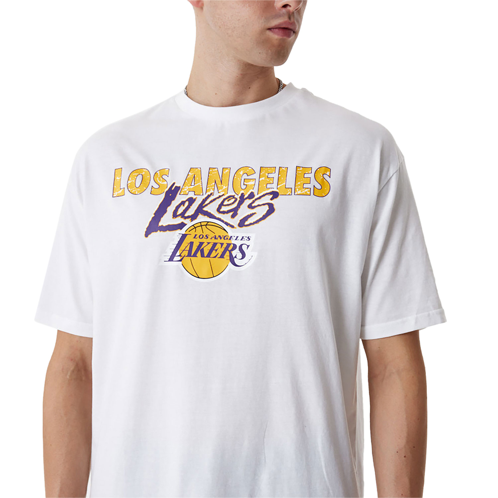 New Era - New Era Los Angeles Lakers NBA Team Script Oversized T-Shirt ...