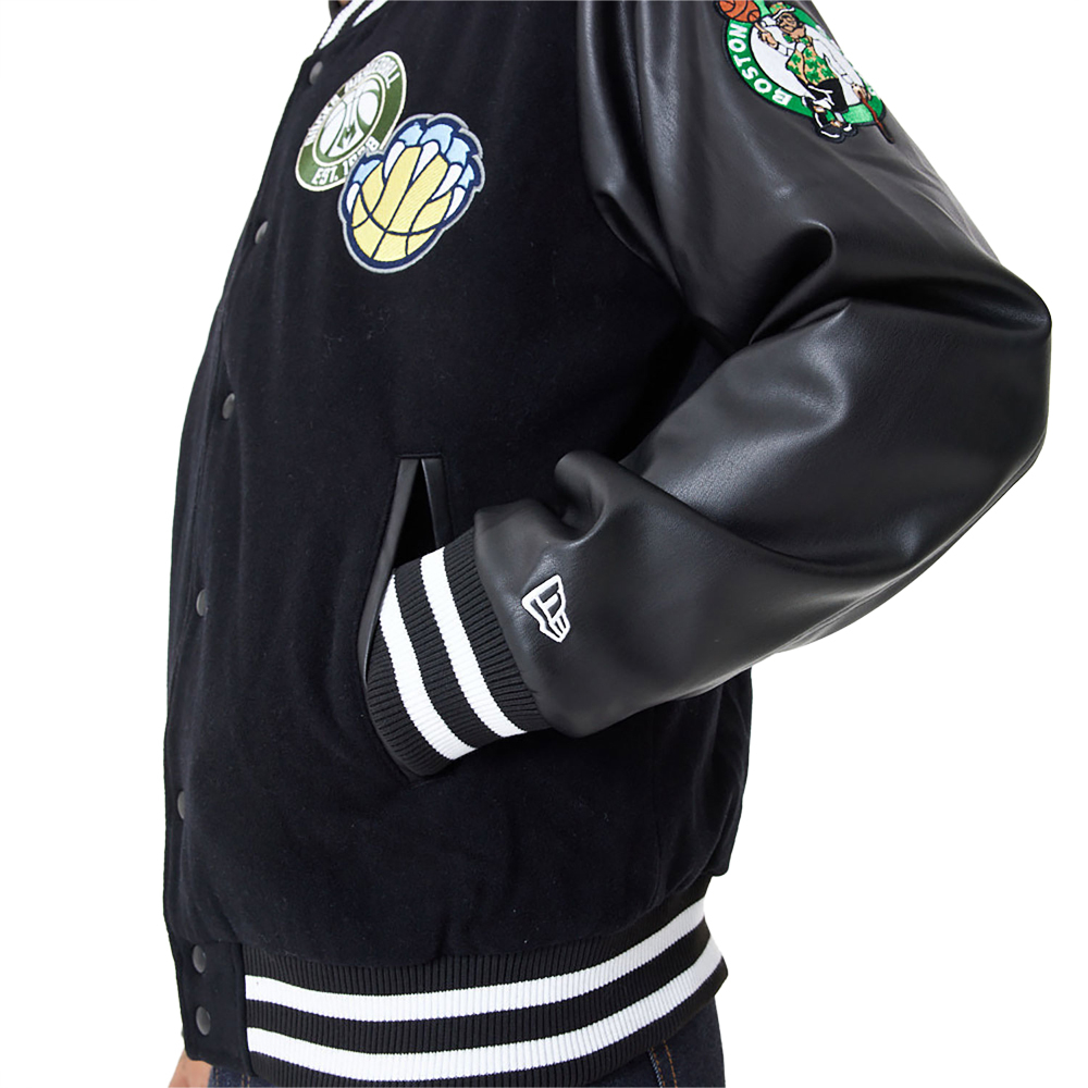 New Era - New Era NBA All Over Badge Varsity Jacket 'Black' - NBA