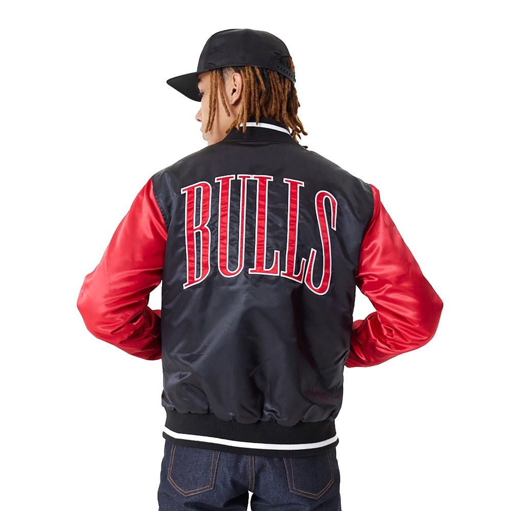New Era - New Era Chicago Bulls NBA Satin Bomber Jacket 'Black' - NBA