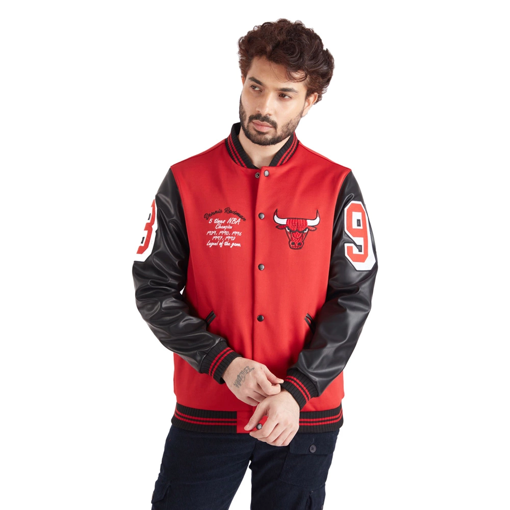 NBA - NBA Dennis Rodman Chicago Bulls Varsity Jacket 'Red' - NBA