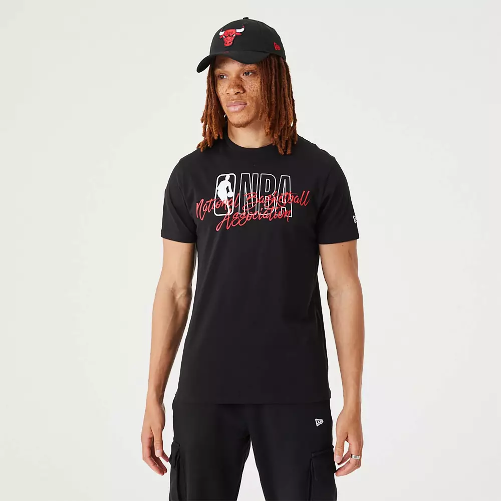 New Era - New Era NBA Script Logo T-Shirt 'Black/White' - NBA