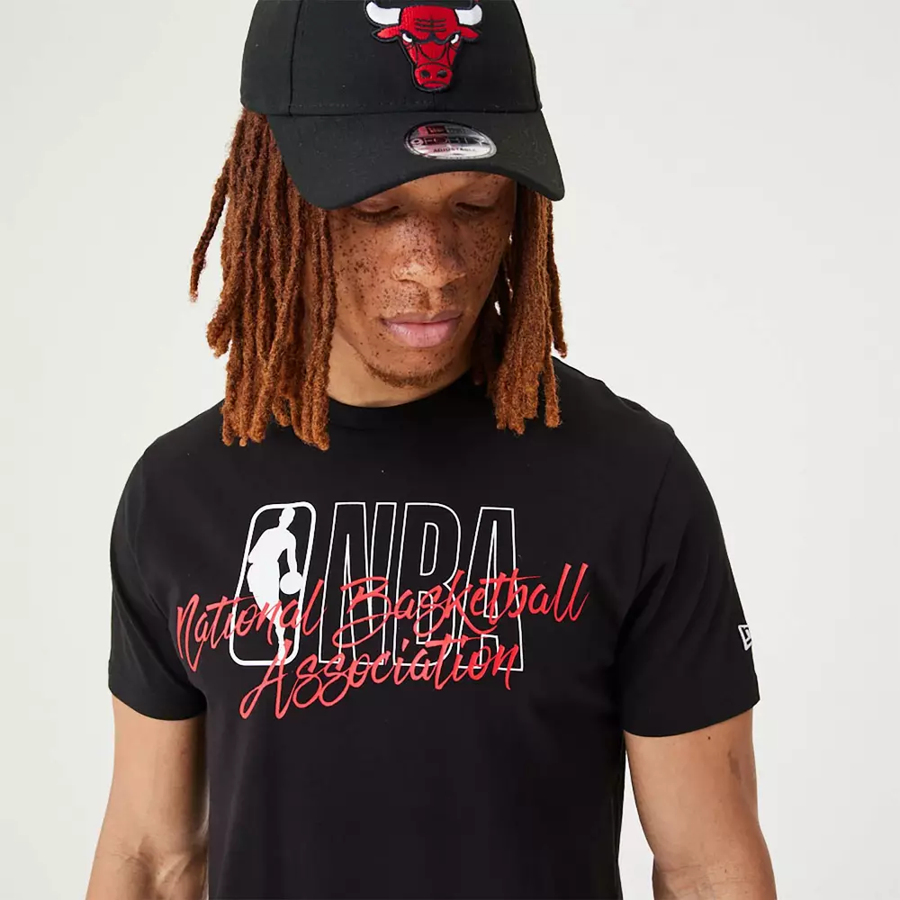 New Era - New Era NBA Script Logo T-Shirt 'Black/White' - NBA