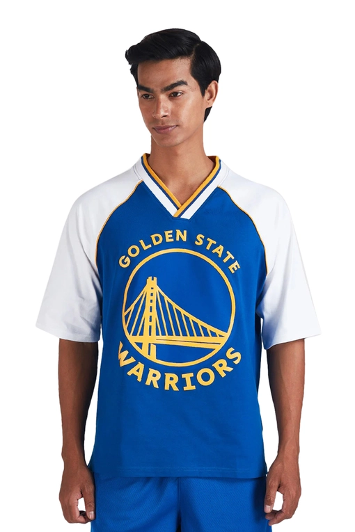 NBA - NBA Warriors Contrast Colour Oversized T-Shirt Royal Blue - NBA