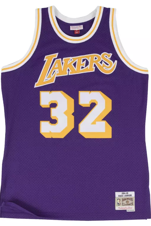 Mitchell & Ness - SWINGMAN JERSEY LOS ANGELES LAKERS ROAD 1984-85 MAGIC ...