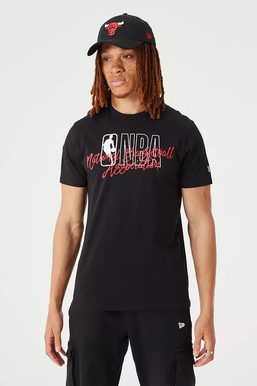 New Era - New Era NBA Script Logo T-Shirt 'Black/White' - NBA
